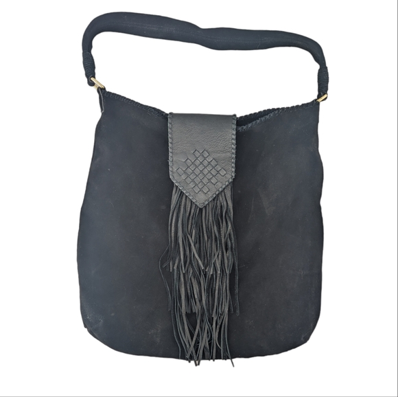 margot | Bags | Margot Leather Hobo Tote Bag Black Fringe | Poshmark